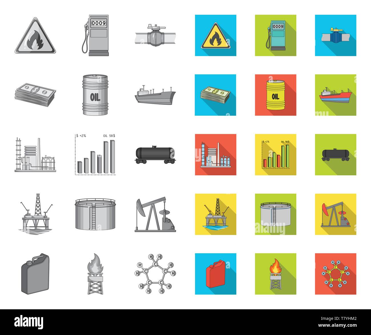 Oil industry mono,flat icons in set collection for design. Equipment ...