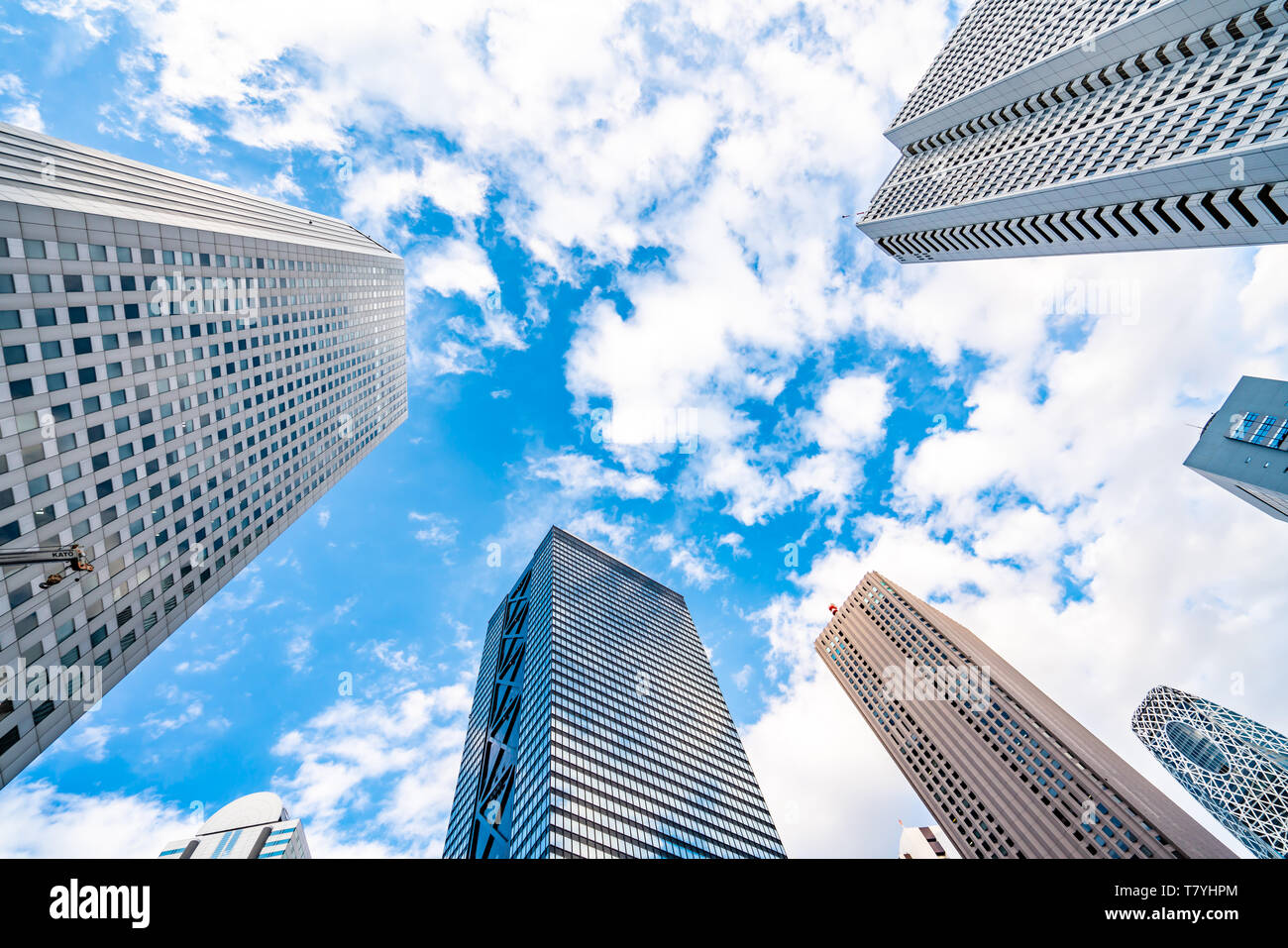 High-rise buildings and blue sky - Shinjuku, Tokyo, Japan Stock Photo ...