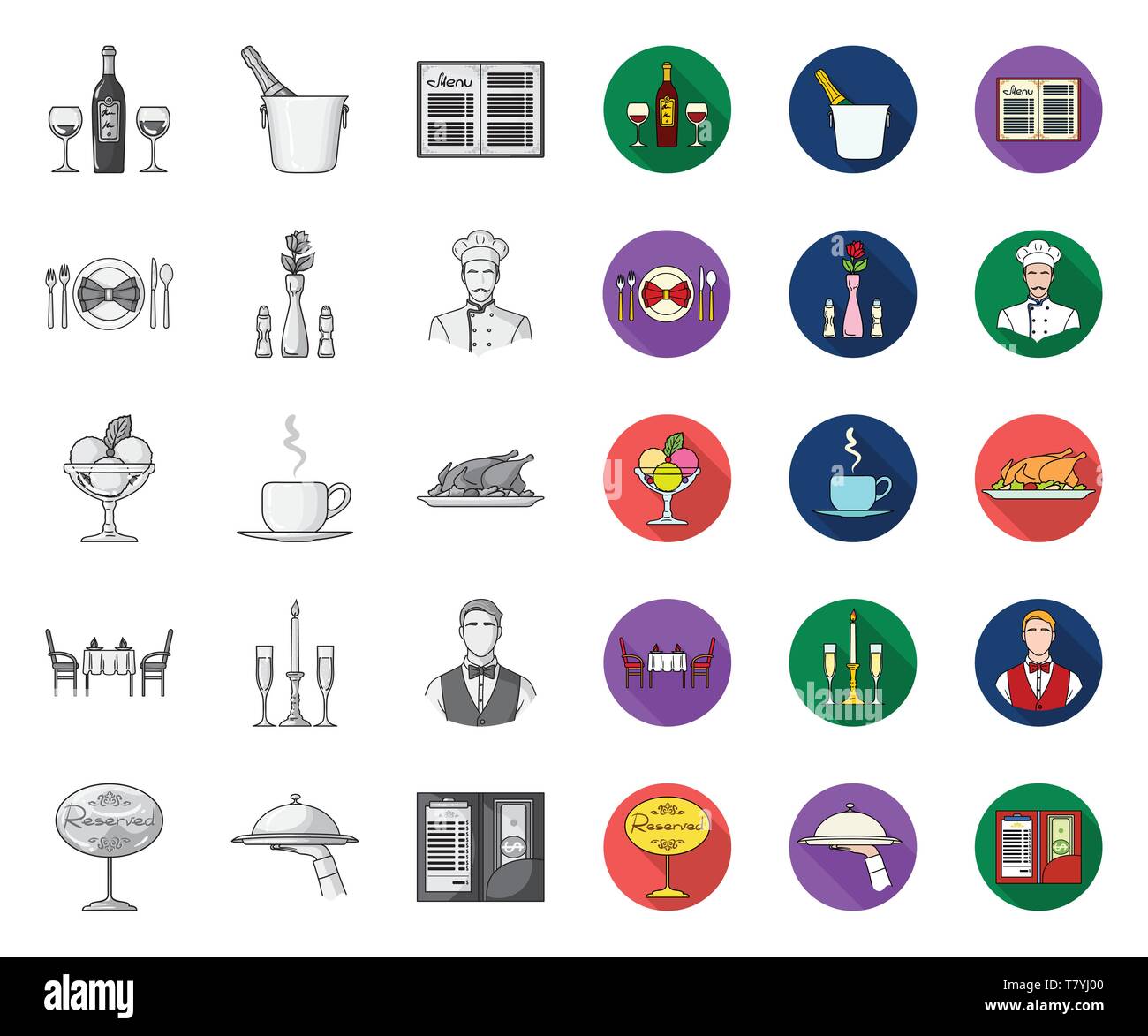 Restaurant and bar mono,flat icons in set collection for design ...