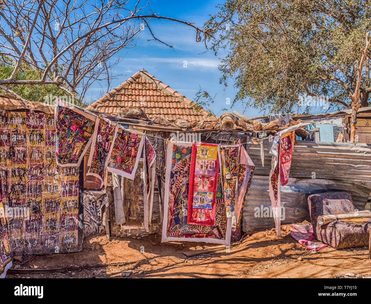 Goree, Senegal - February 2, 2019: Typical art with pictures and ...
