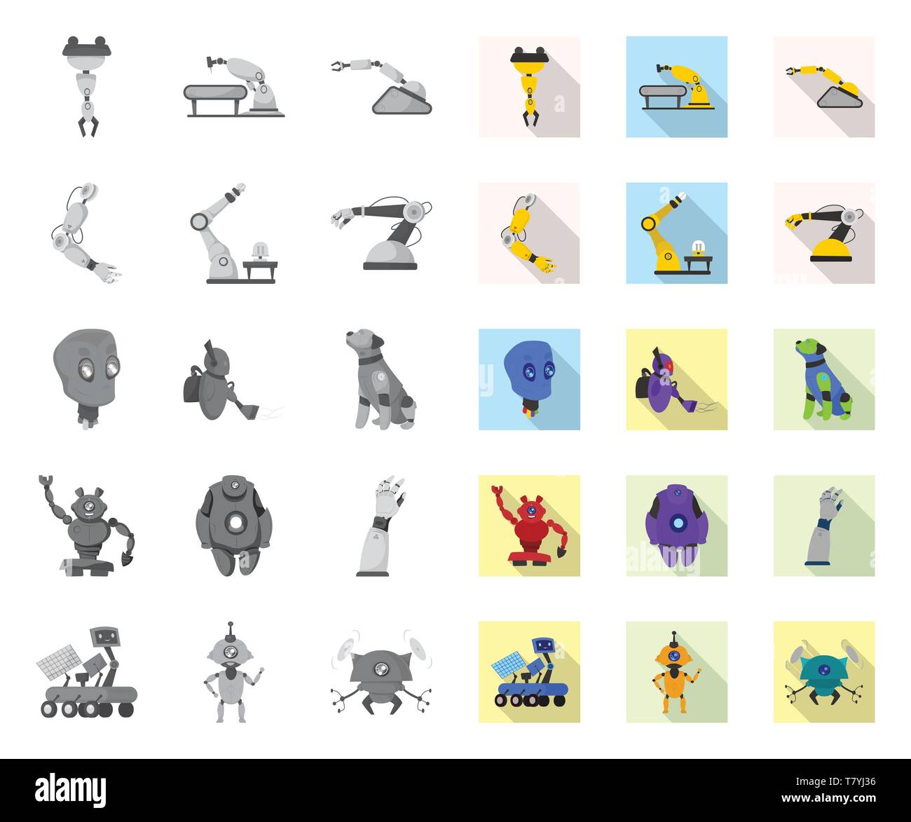 Isolated Object Of Robot And Factory Sign Collection Of Robot And