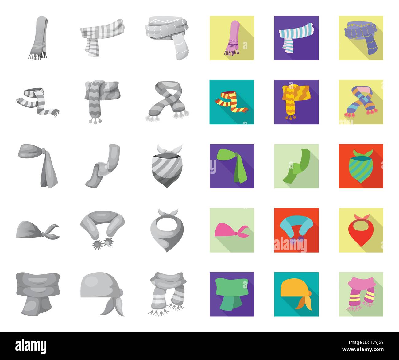 Isolated object of scarf and shawl logo. Collection of scarf and ...