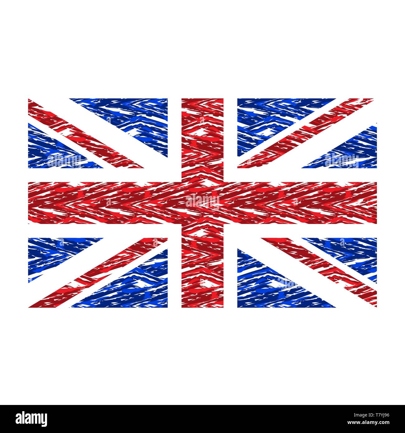 Grunge color United Kingdom flag isolated on white background Stock ...
