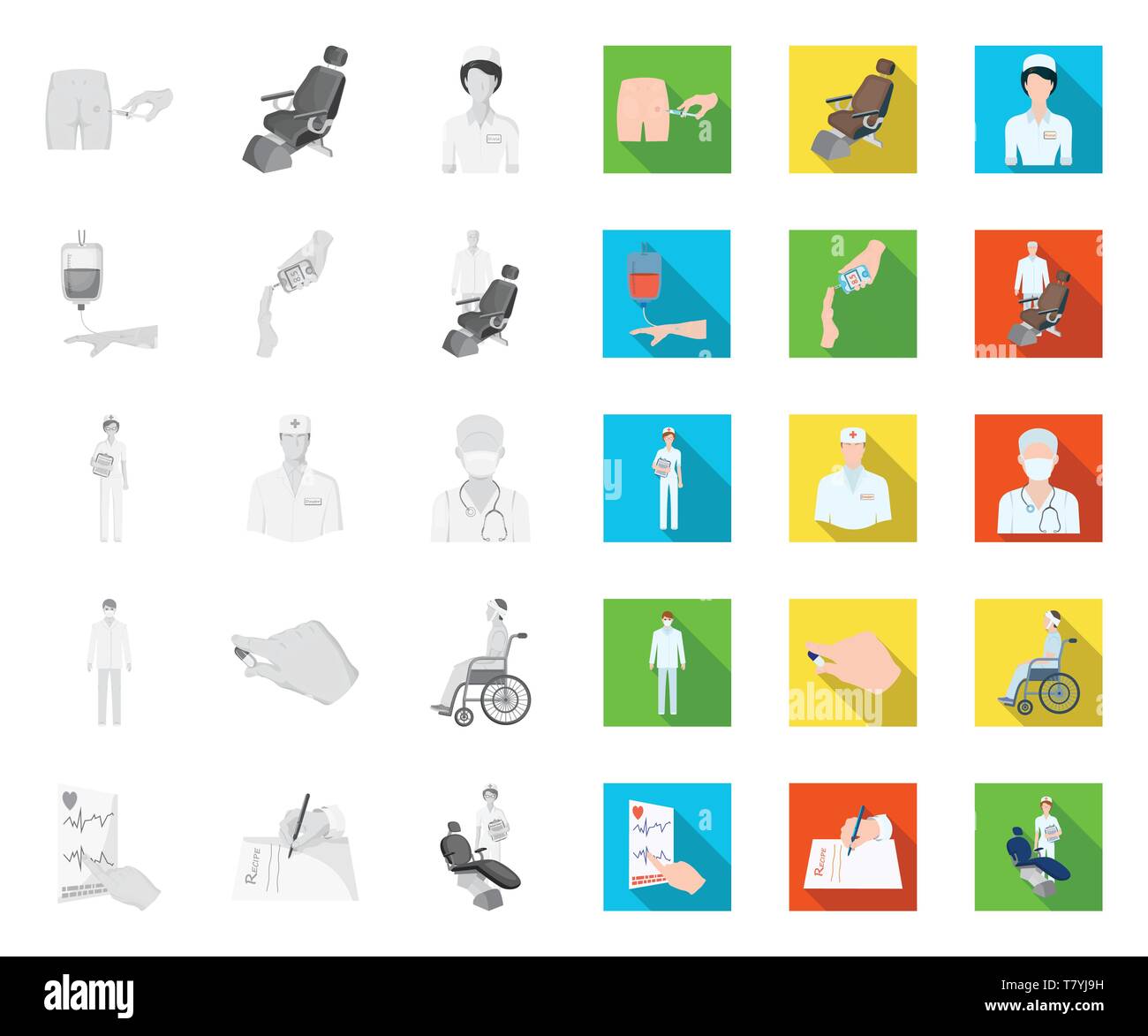 Medicine and treatment mono,flat icons in set collection for design ...