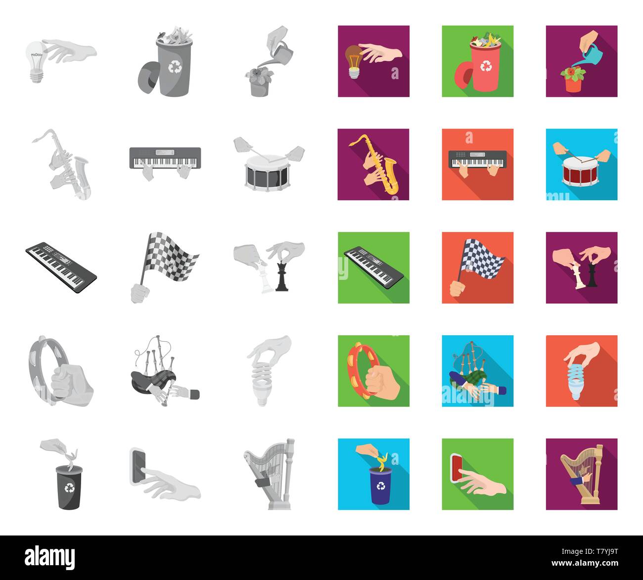 Manipulation by hands mono,flat icons in set collection for design ...