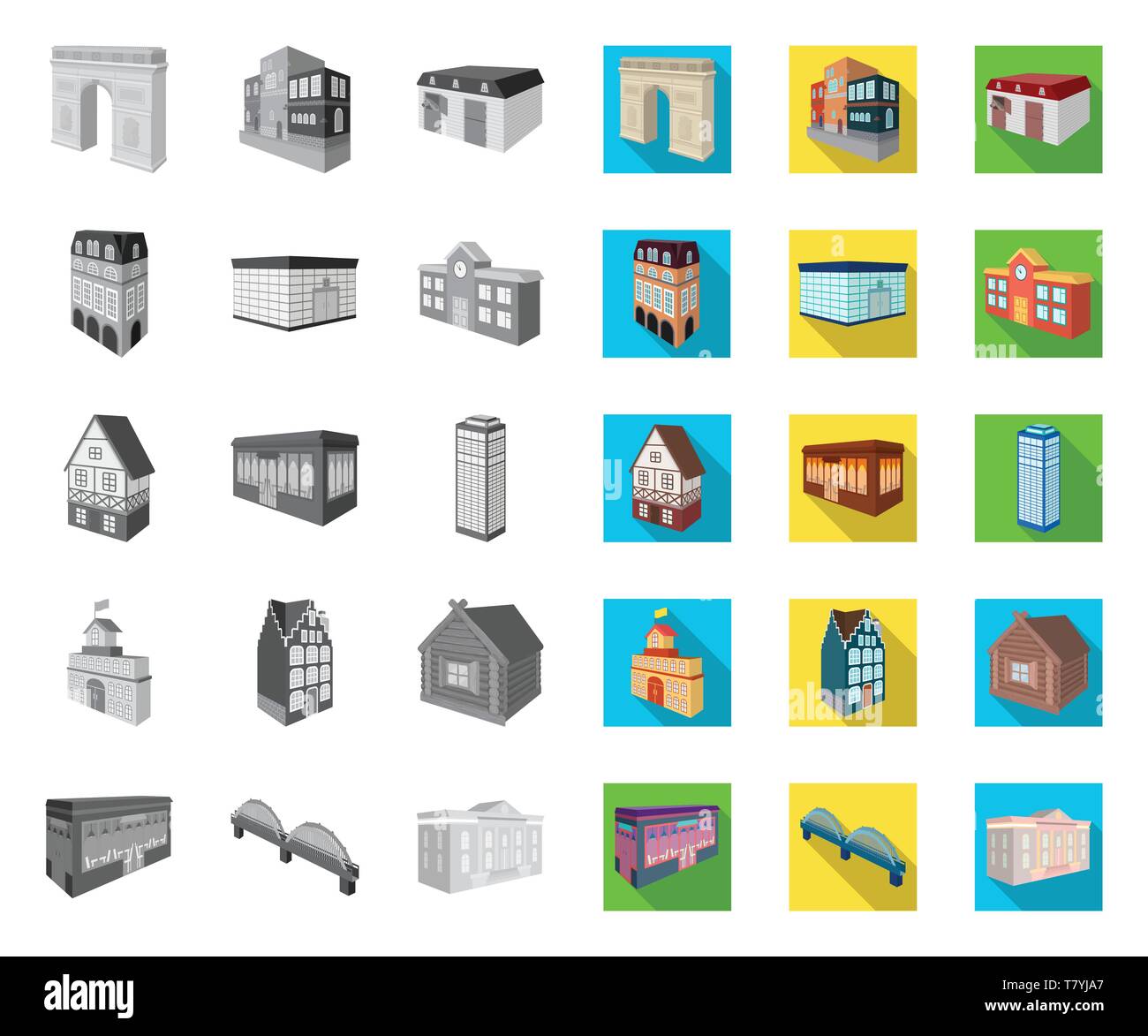 Building and architecture mono,flat icons in set collection for design ...