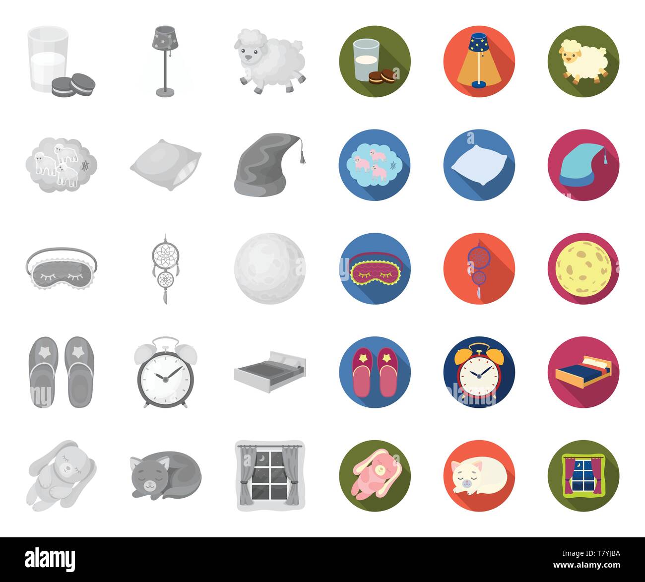 Rest and sleep mono,flat icons in set collection for design ...