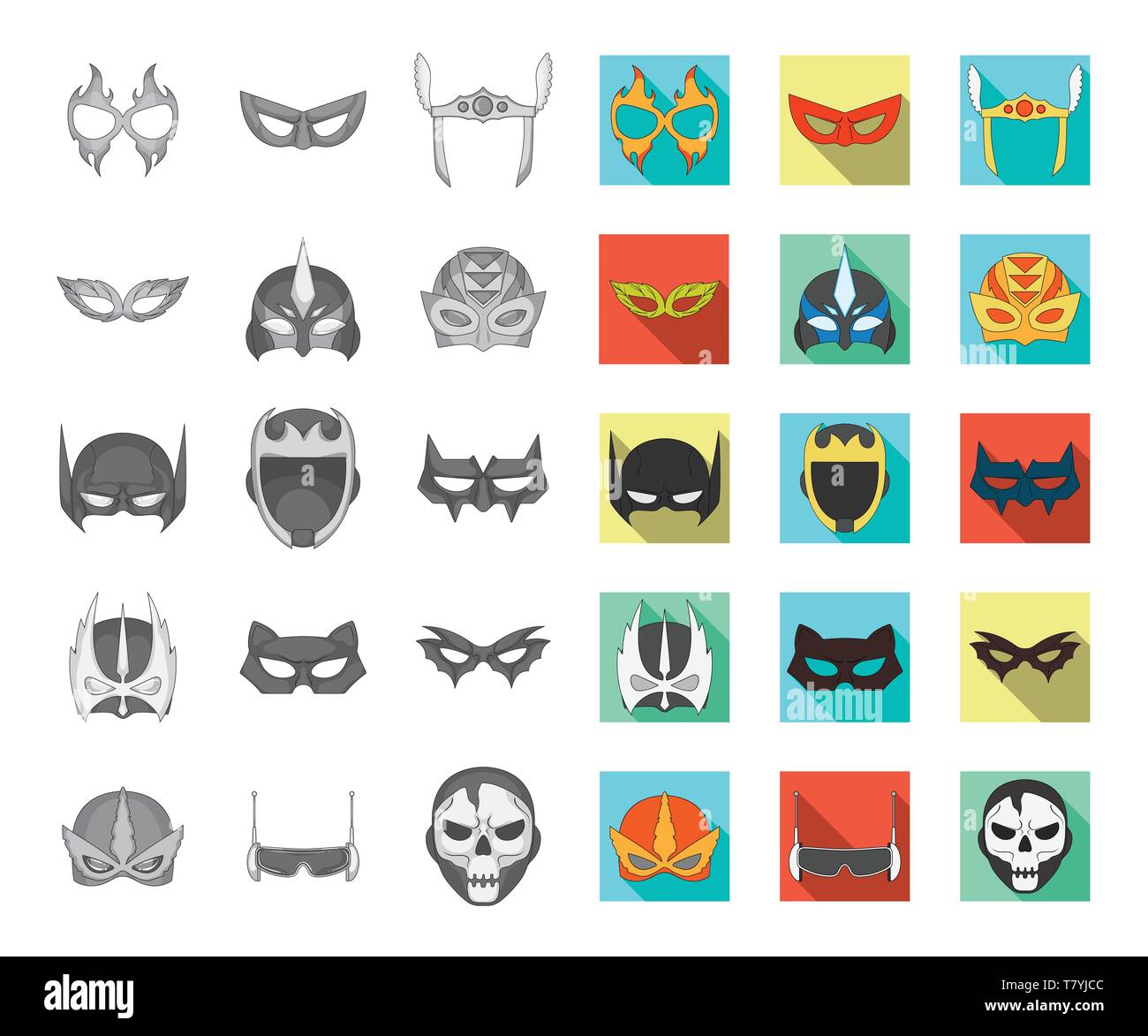 Isolated object of hero and mask sign. Collection of hero and superhero ...