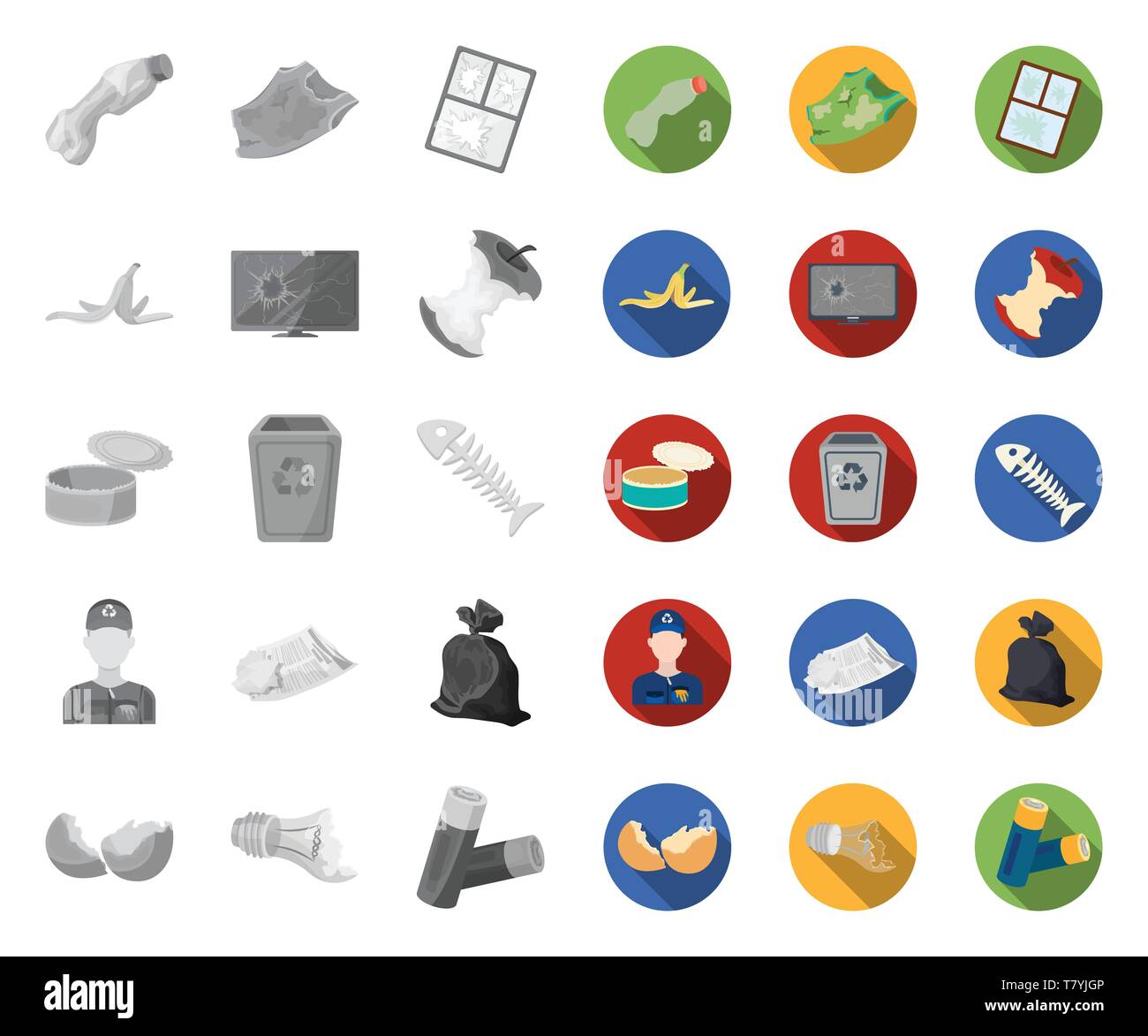 Garbage and waste mono,flat icons in set collection for design ...