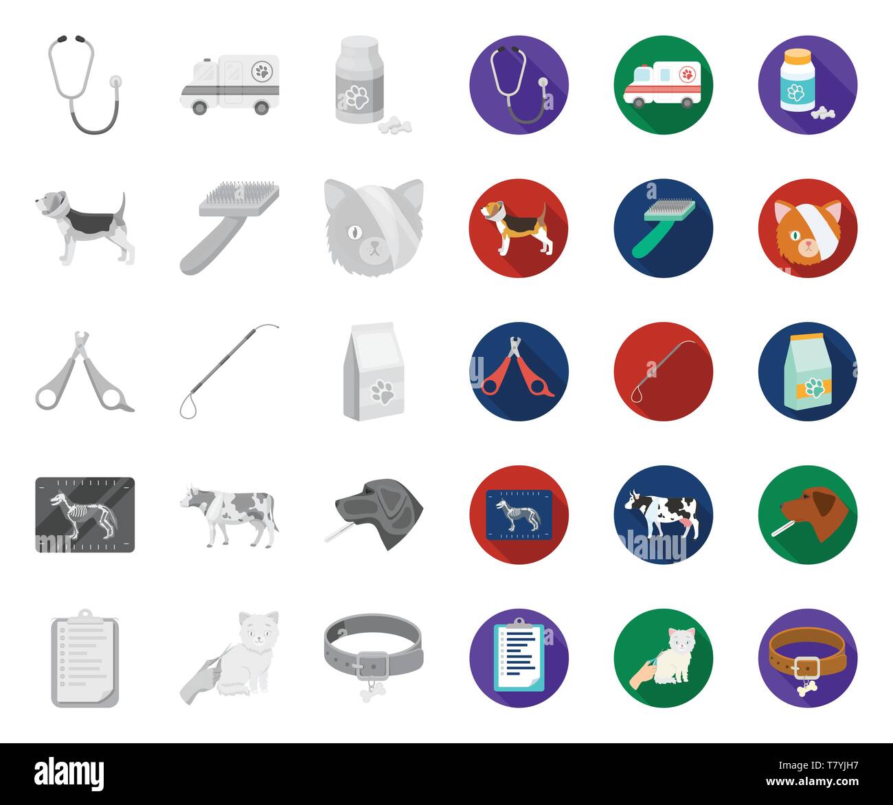 Veterinary clinic mono,flat icons in set collection for design ...
