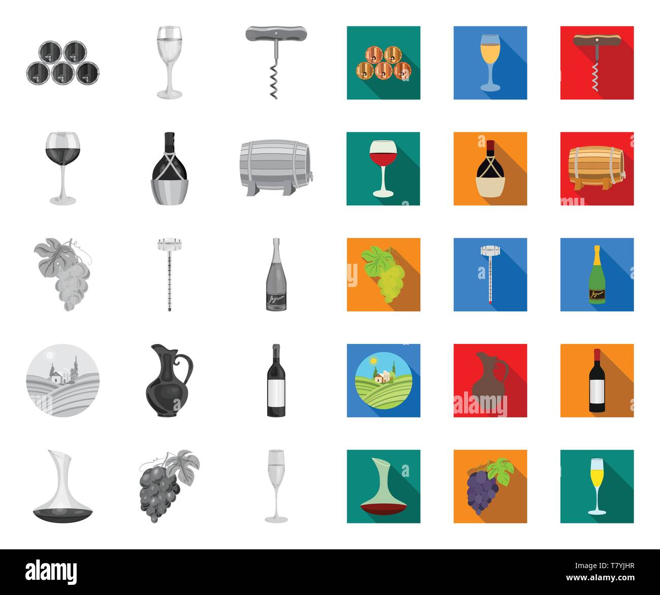 Wine products mono,flat icons in set collection for design. Equipment ...