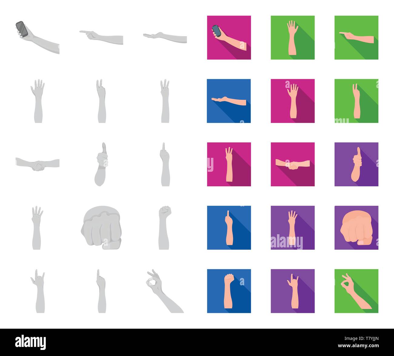 Gestures and their meaning mono,flat icons in set collection for design ...