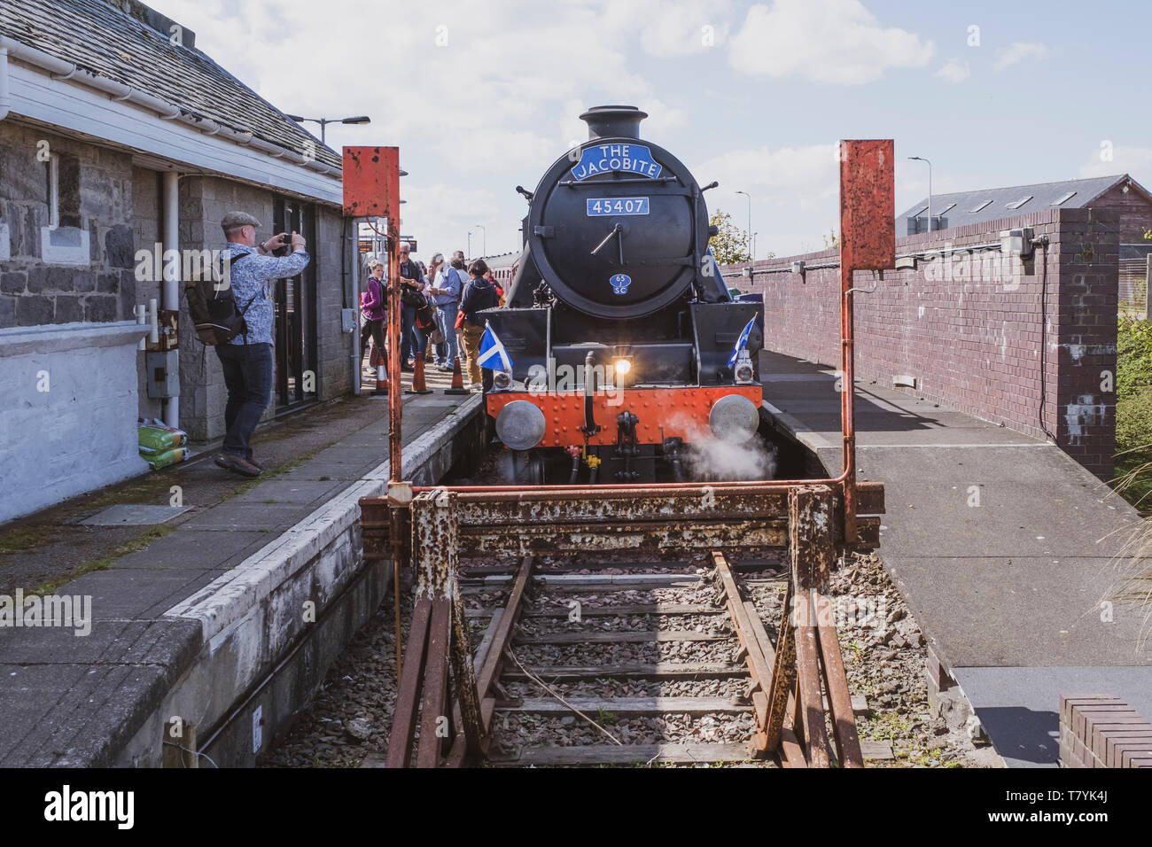The Jacobite steam train in the Station at The Port of Mallaig ...