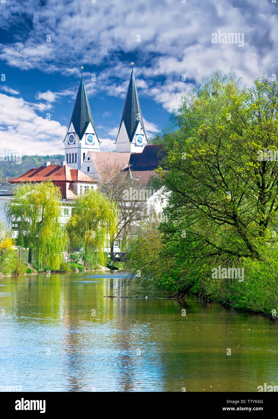 Cathedral of Eichstaett at the river Altmuehl (Bavaria, Germany Stock ...
