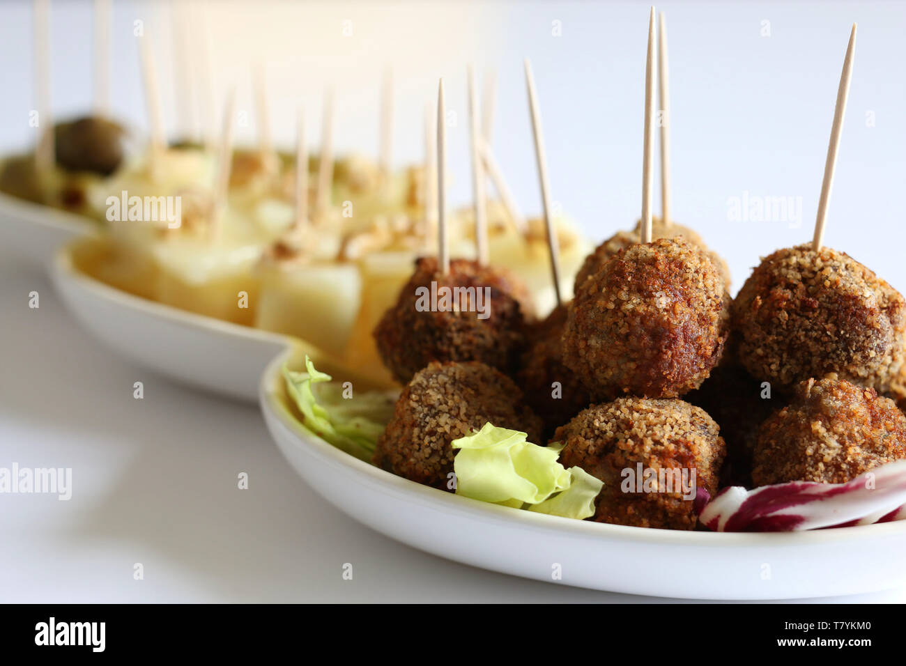 Finger food, appetizer with meatballs Stock Photo - Alamy