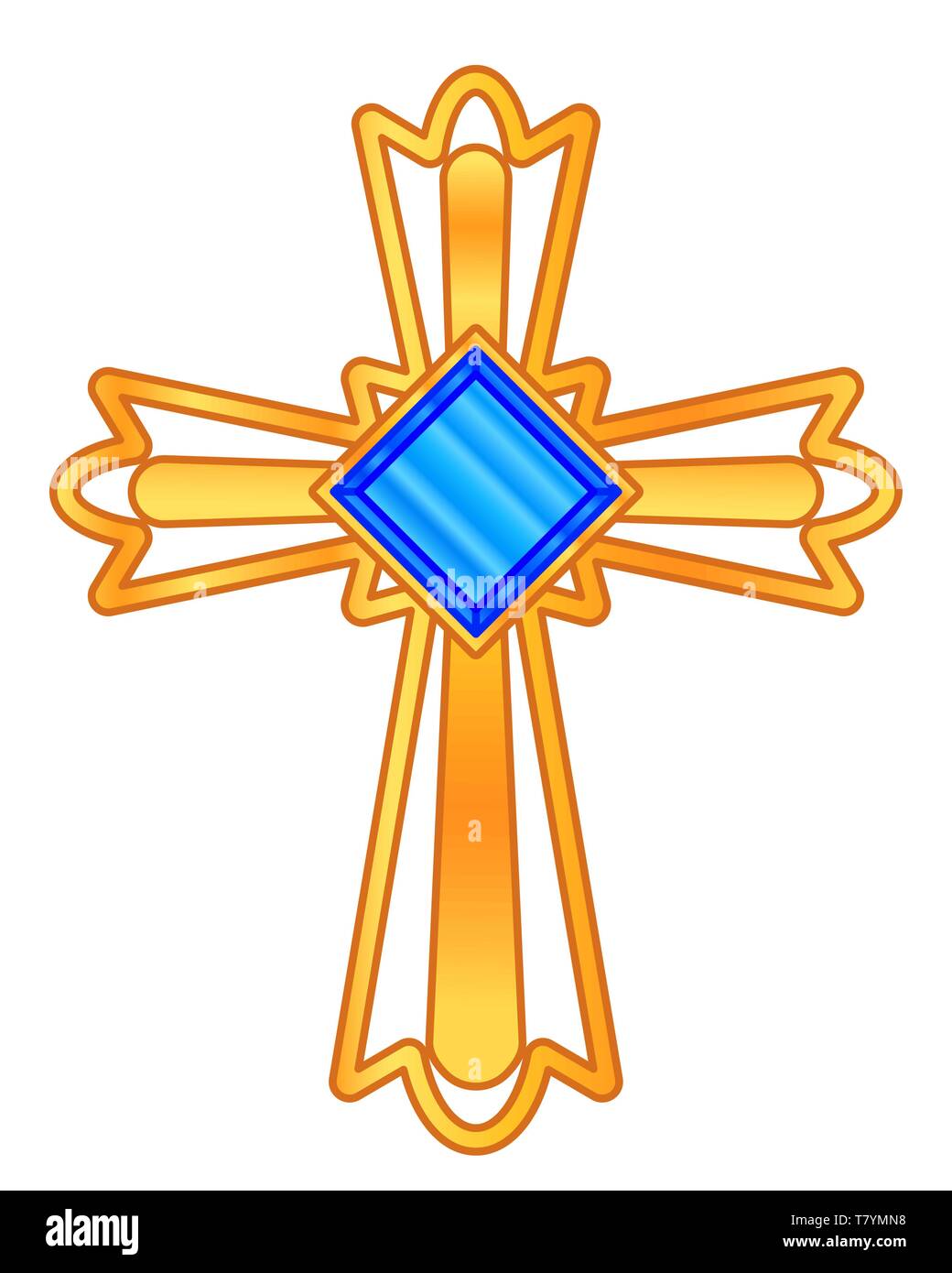 Illustration of the gold christian cross with blue jewel Stock Vector ...
