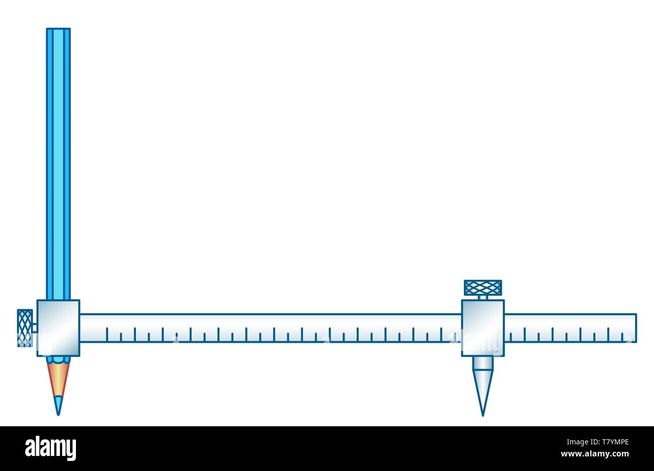 Illustration of the sliding compass with pencil and ruler Stock Vector ...