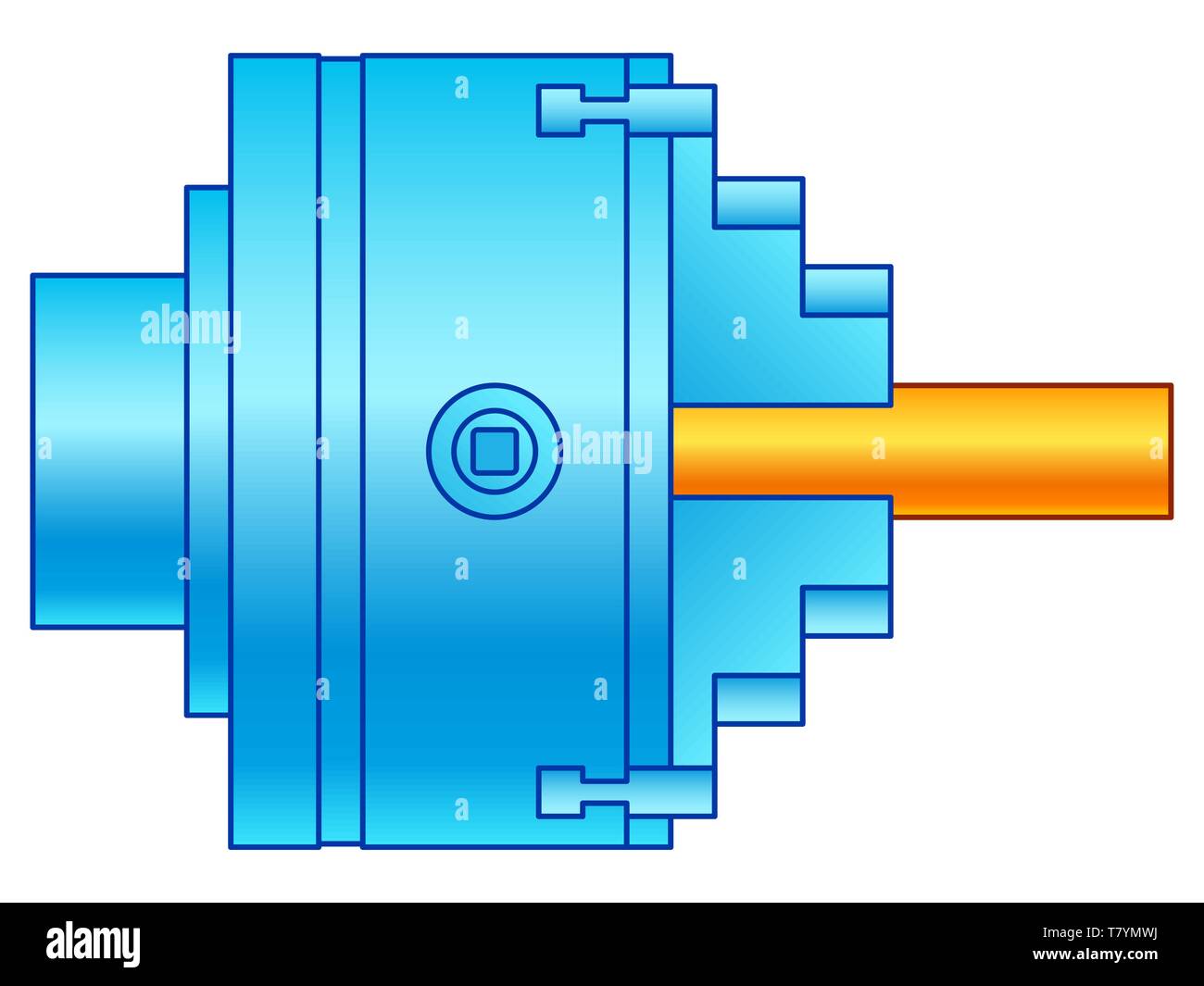 Illustration of the lathe chuck side view with shaft Stock Vector Image ...
