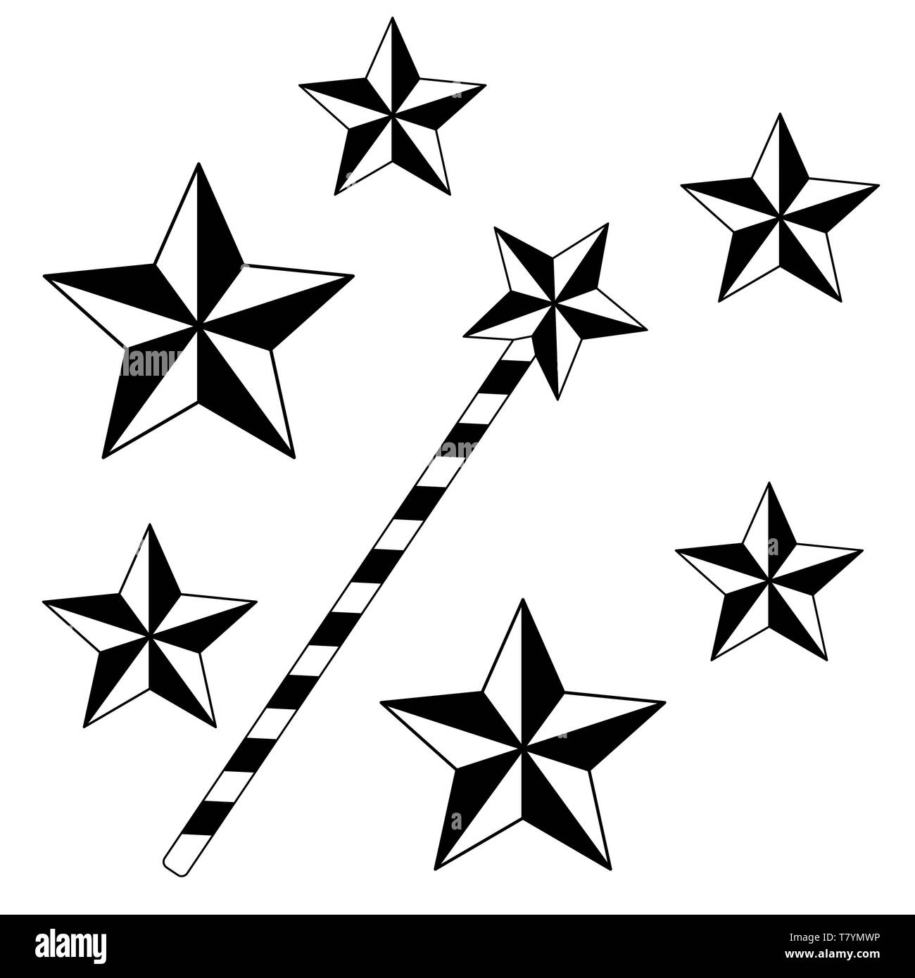 Abstract magic wand symbol contour illustration Stock Vector Image ...