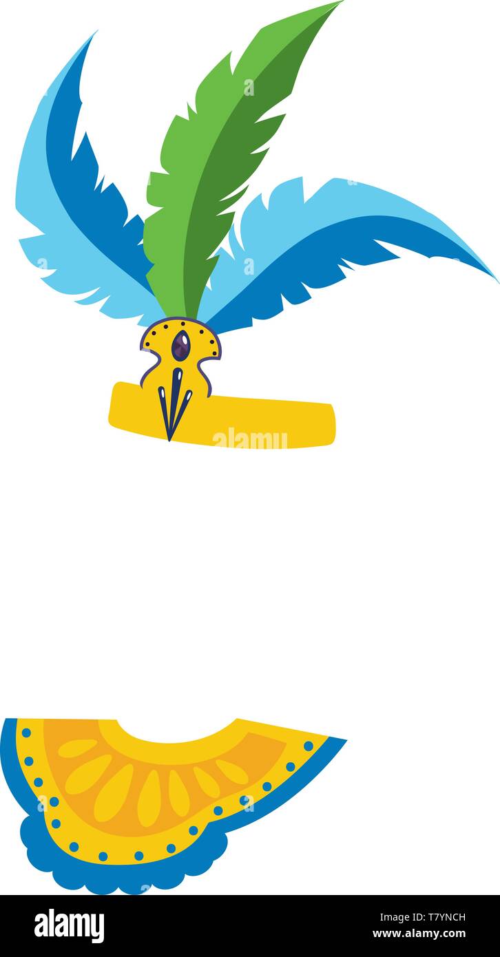 colorful feather headdress with necklace isolated vector illustration ...