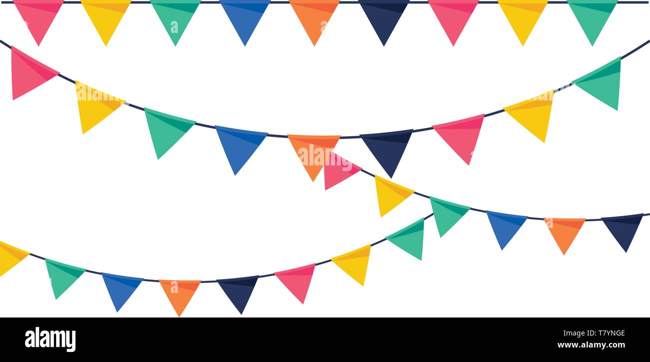 party pennants flat white background isolated vector illustration ...