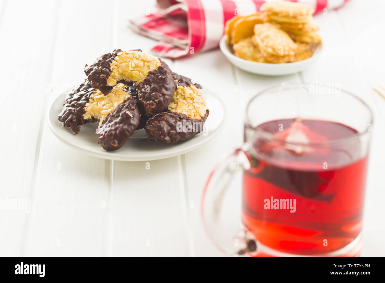 Sweet biscuits dessert on white table Stock Photo - Alamy