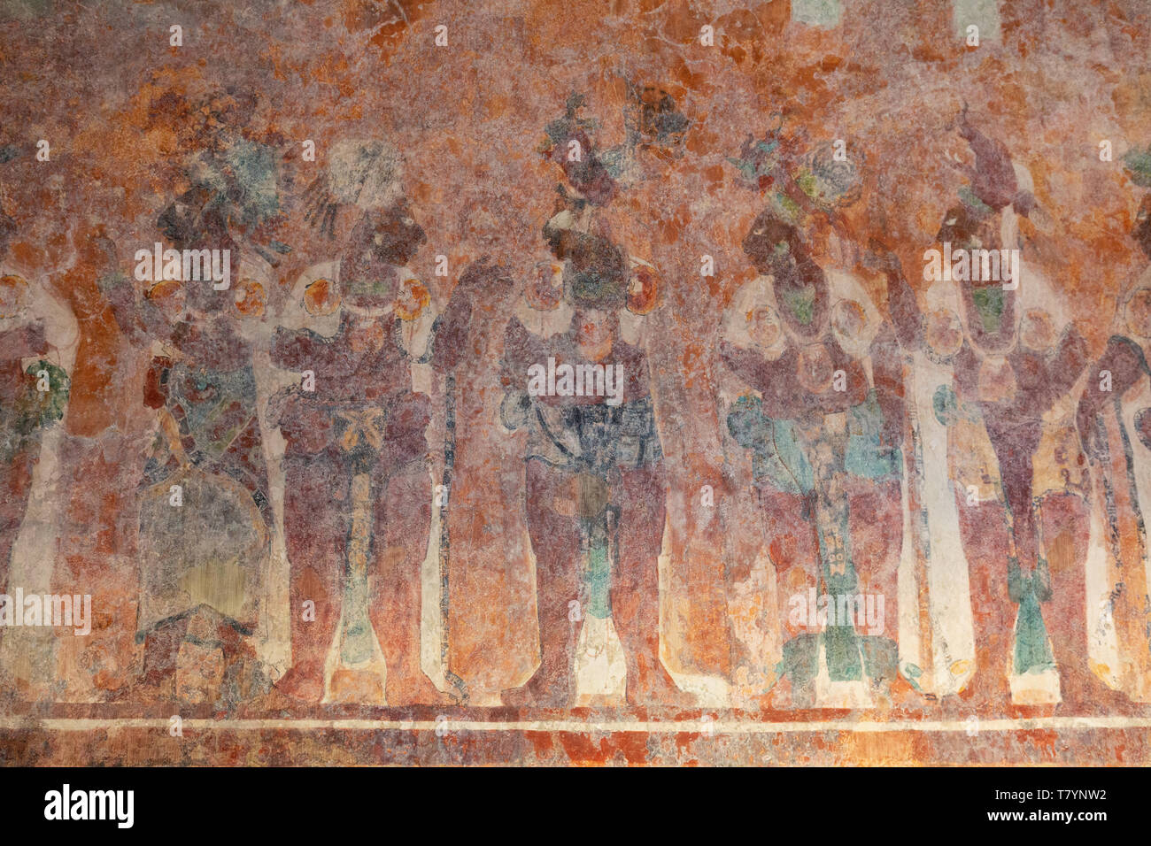 Bonampak murals - ancient Mayan murals and paintings, these showing ...