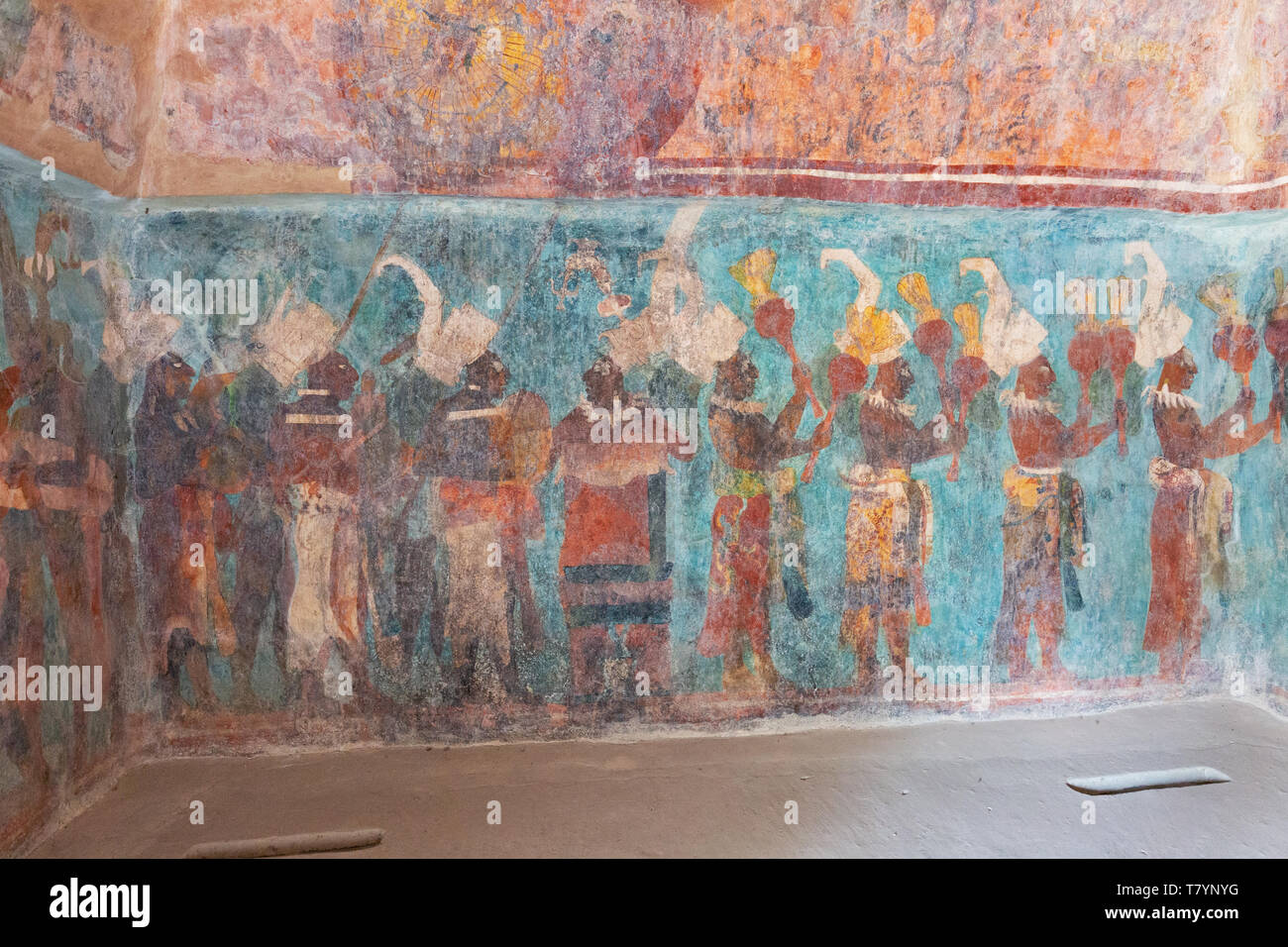Mural paintings at the maya ruin site of bonampak hi-res stock ...