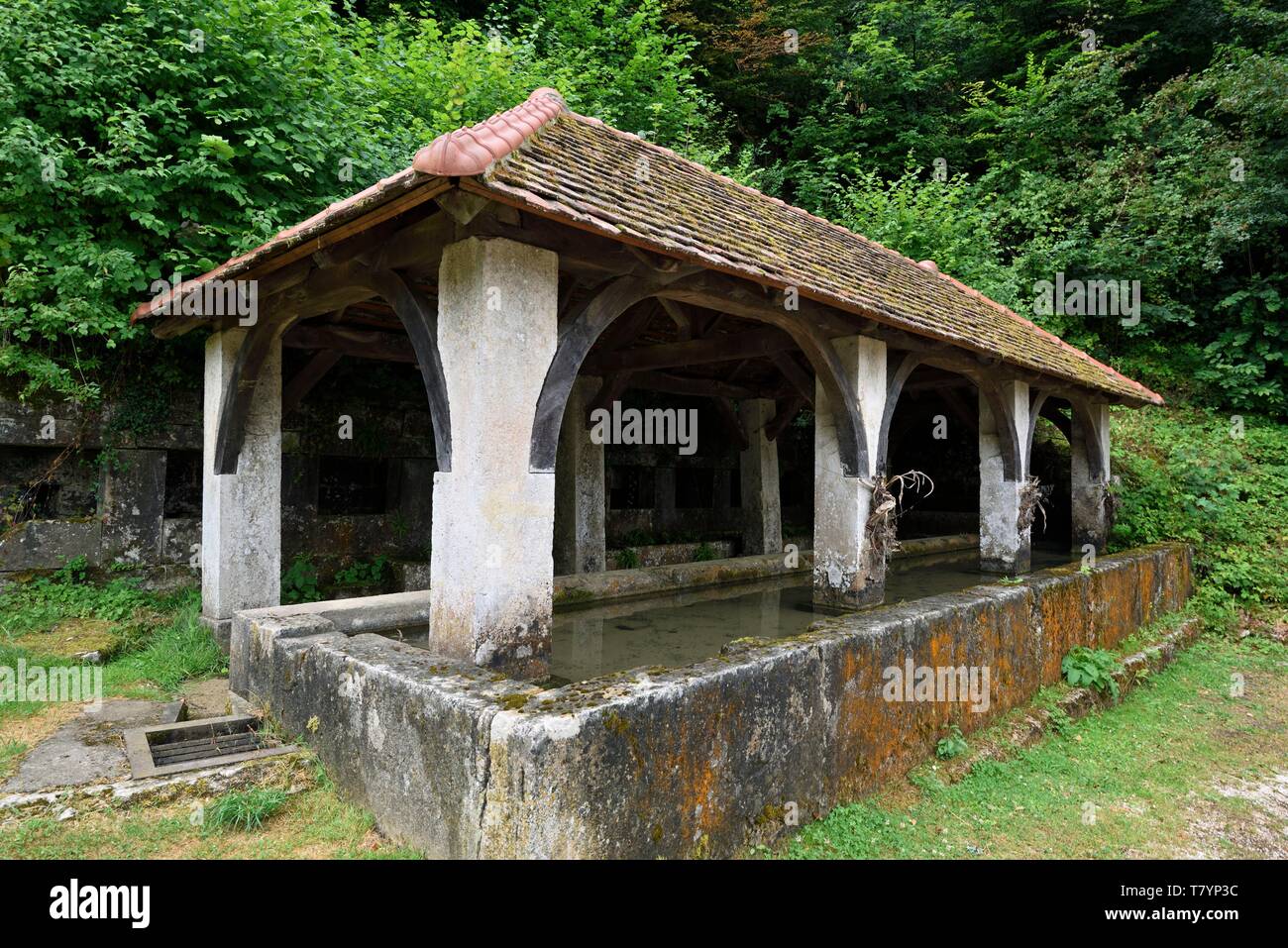 France, Territoire de Belfort, Saint Dizier l Eveque, fountain lavoir ...