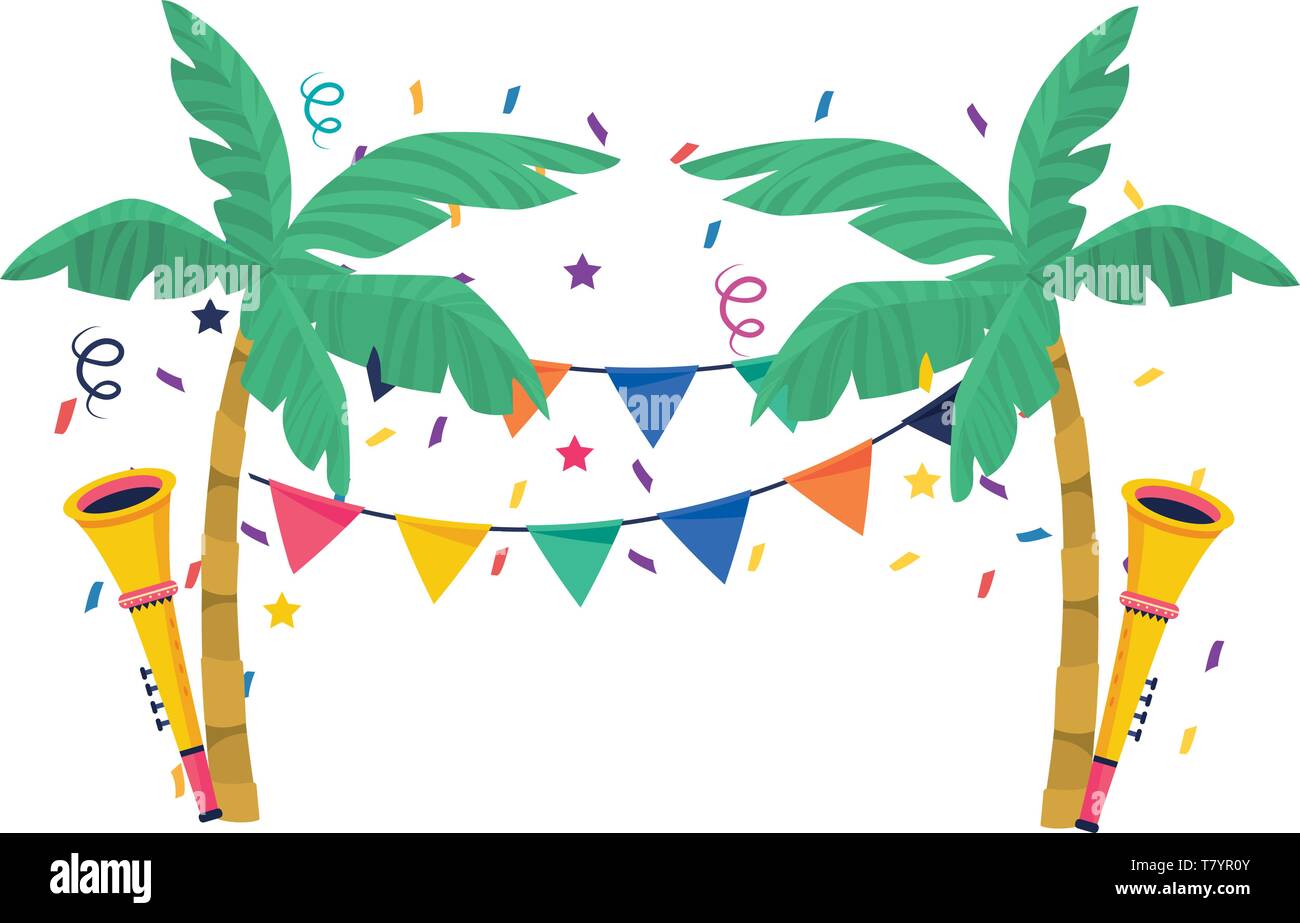 palms and trumpets in corners between pennants and streamers brazil ...