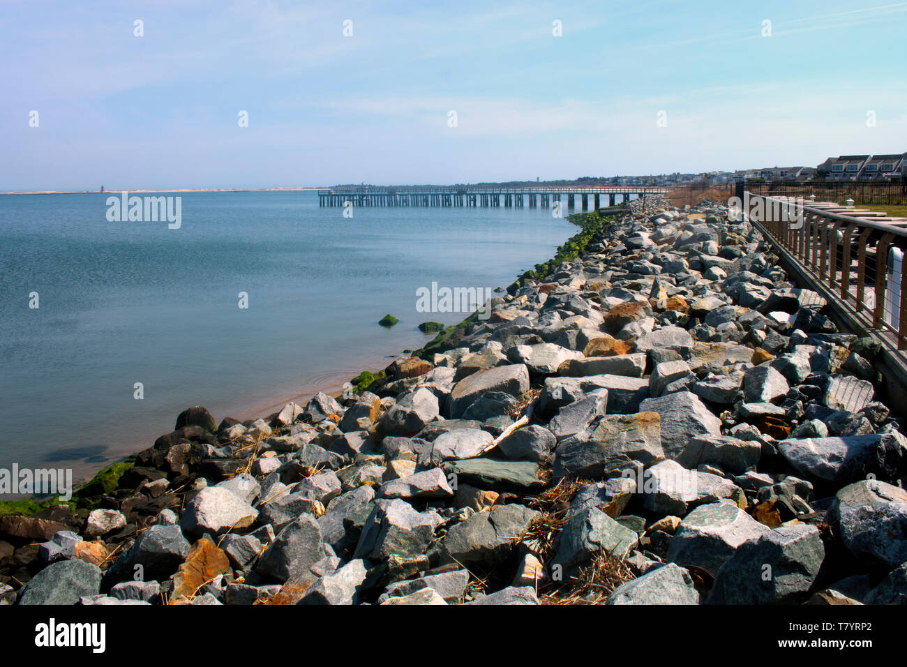 Jetty at the Lewes-Cape May ferry terminal at Lewes, Delaware, USA ...