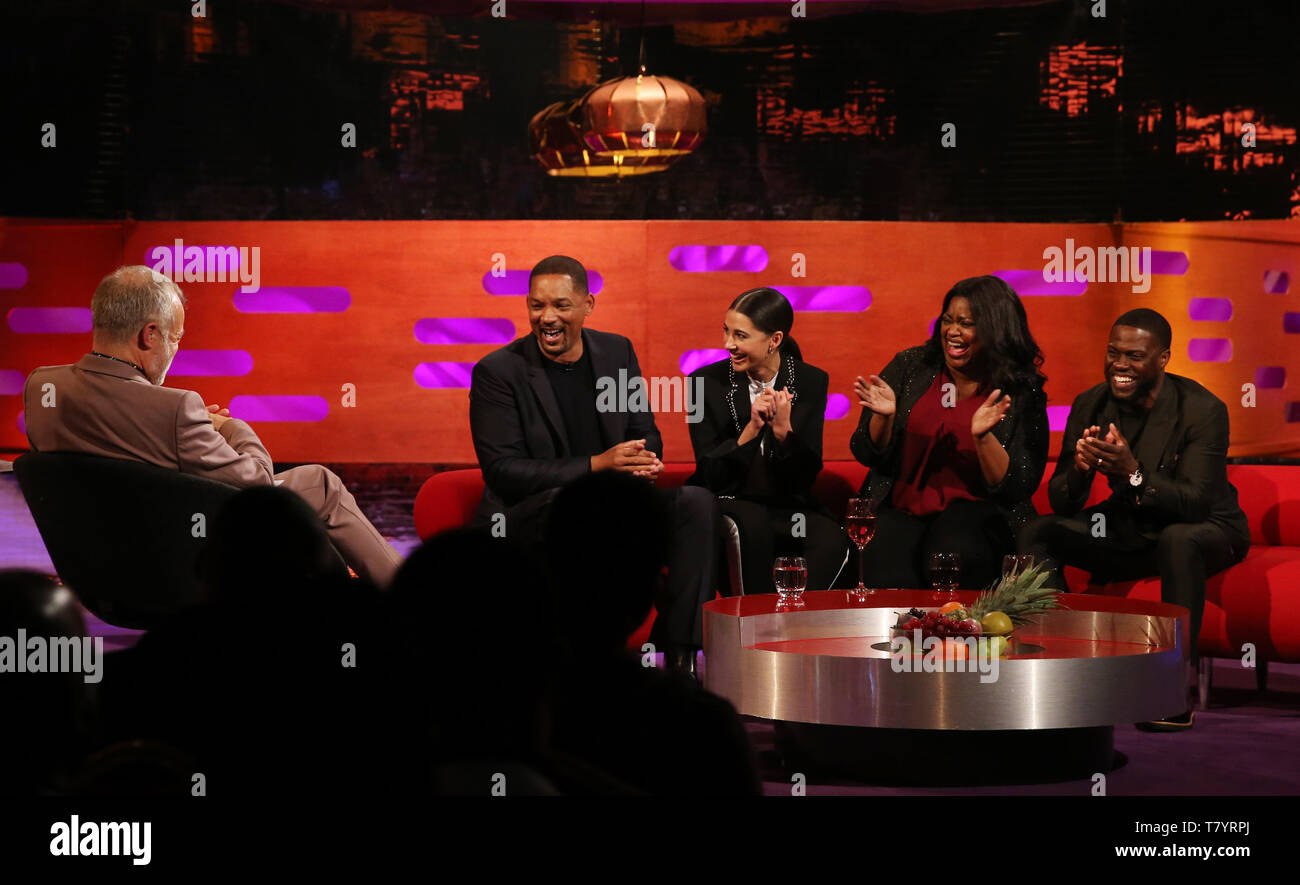 (left to right) Host Graham Norton, Will Smith, Naomi Scott, Octavia ...