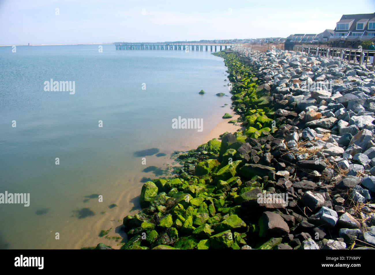 Jetty at the Lewes-Cape May ferry terminal at Lewes, Delaware, USA ...