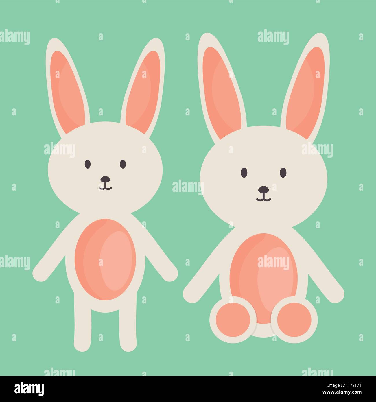 cute rabbits stuffed toys vector illustration design Stock Vector Image ...