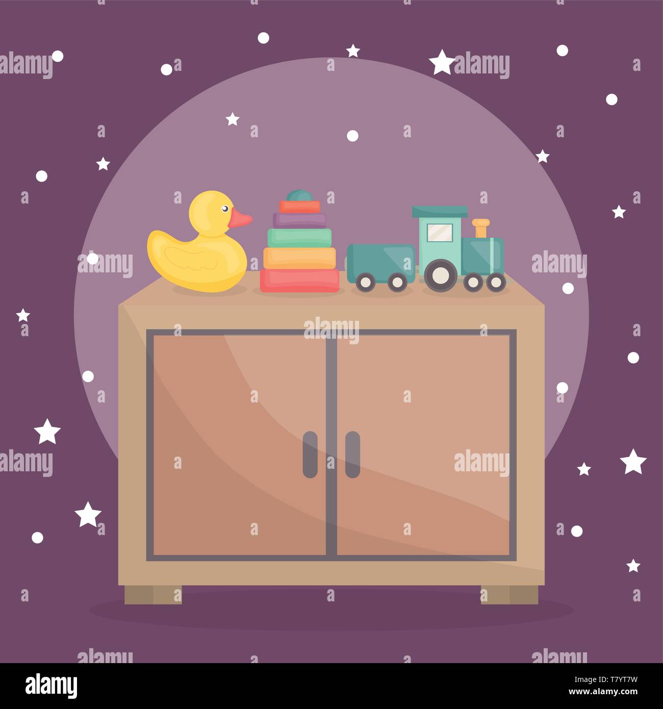 baby toys in wooden drawer vector illustration design Stock Vector ...
