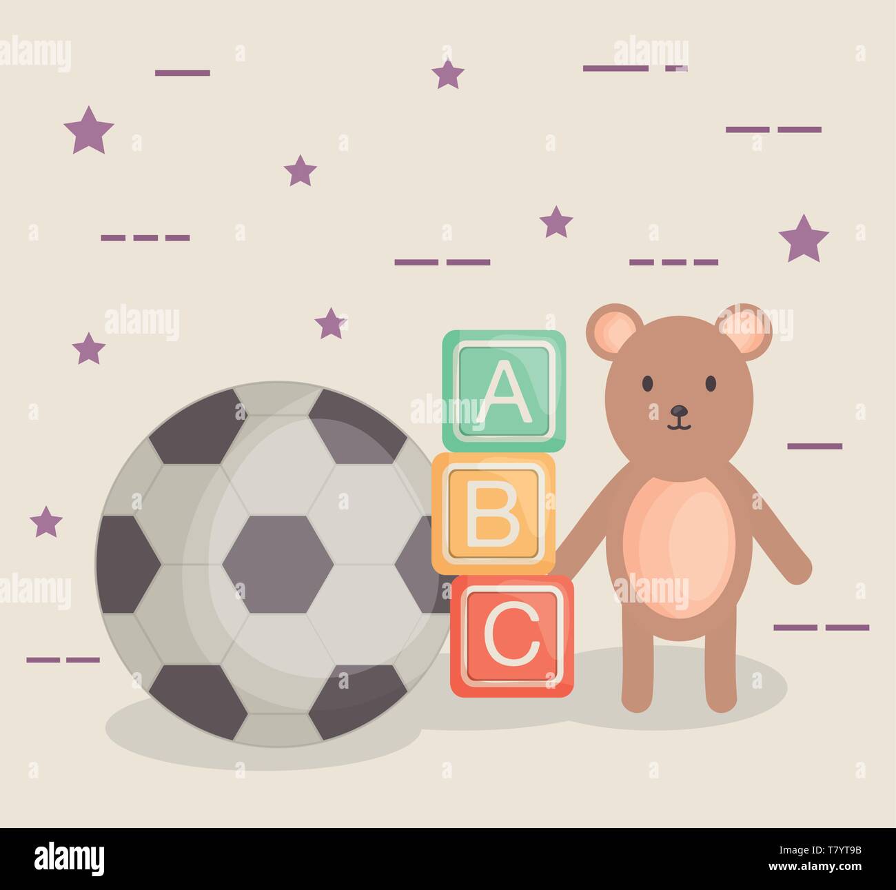 alphabetic blocks with baby toys vector illustration design Stock ...