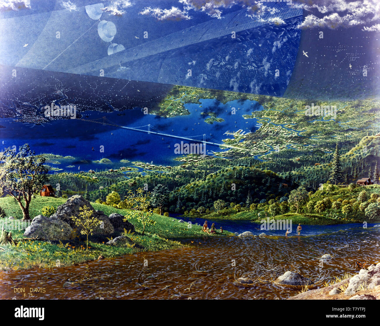 Space Colony Poster, 1970s Stock Photo - Alamy