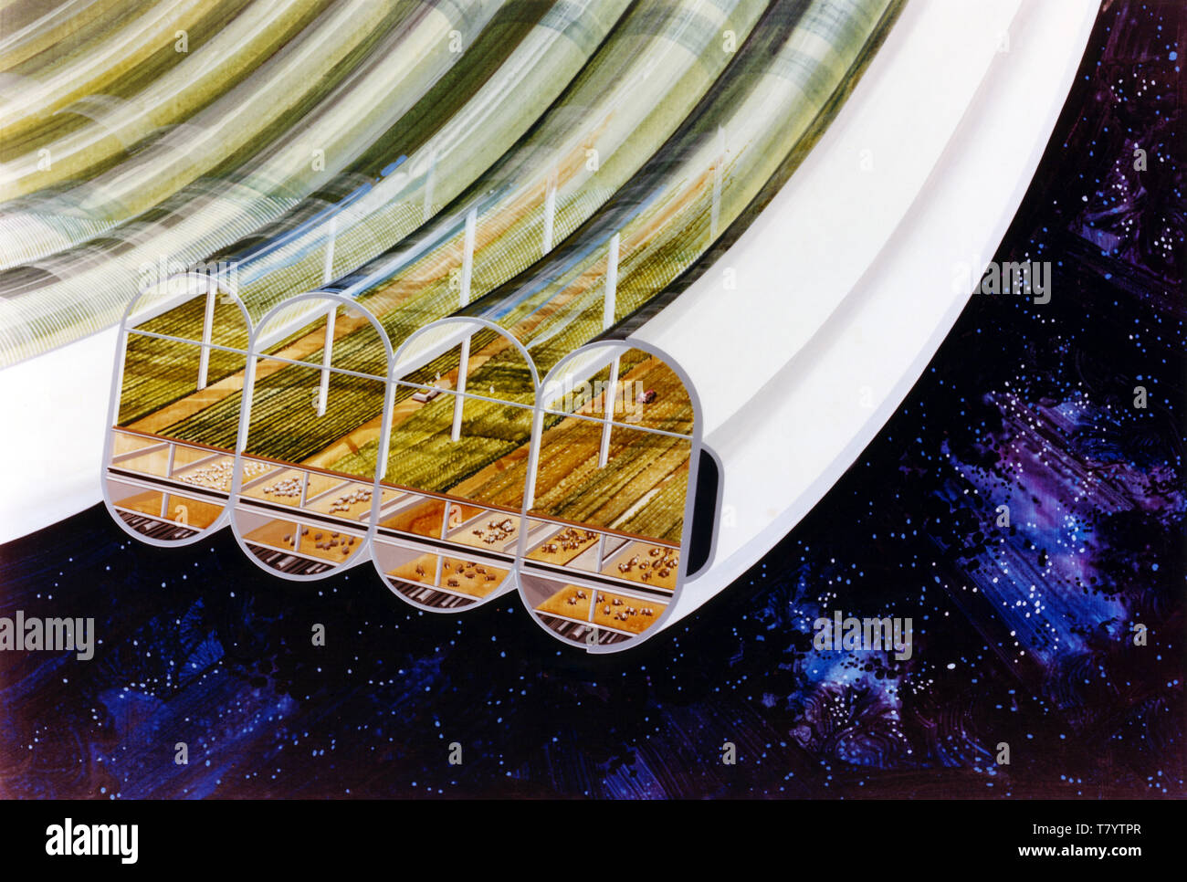 Space Colony Poster, 1970s Stock Photo - Alamy