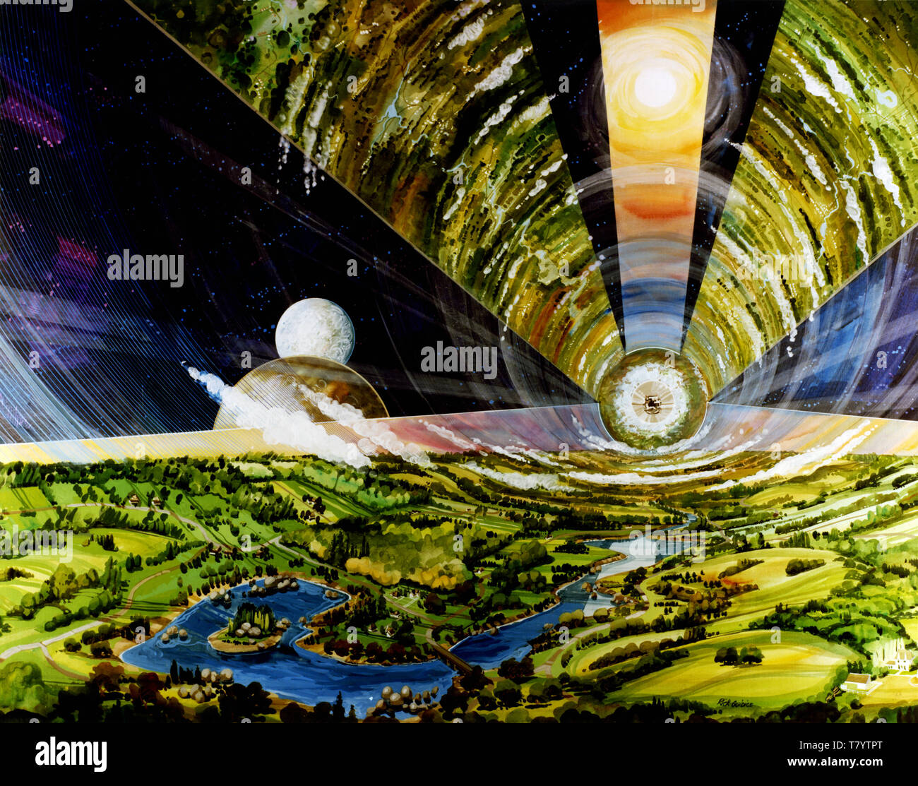Space Colony Poster, 1970s Stock Photo - Alamy