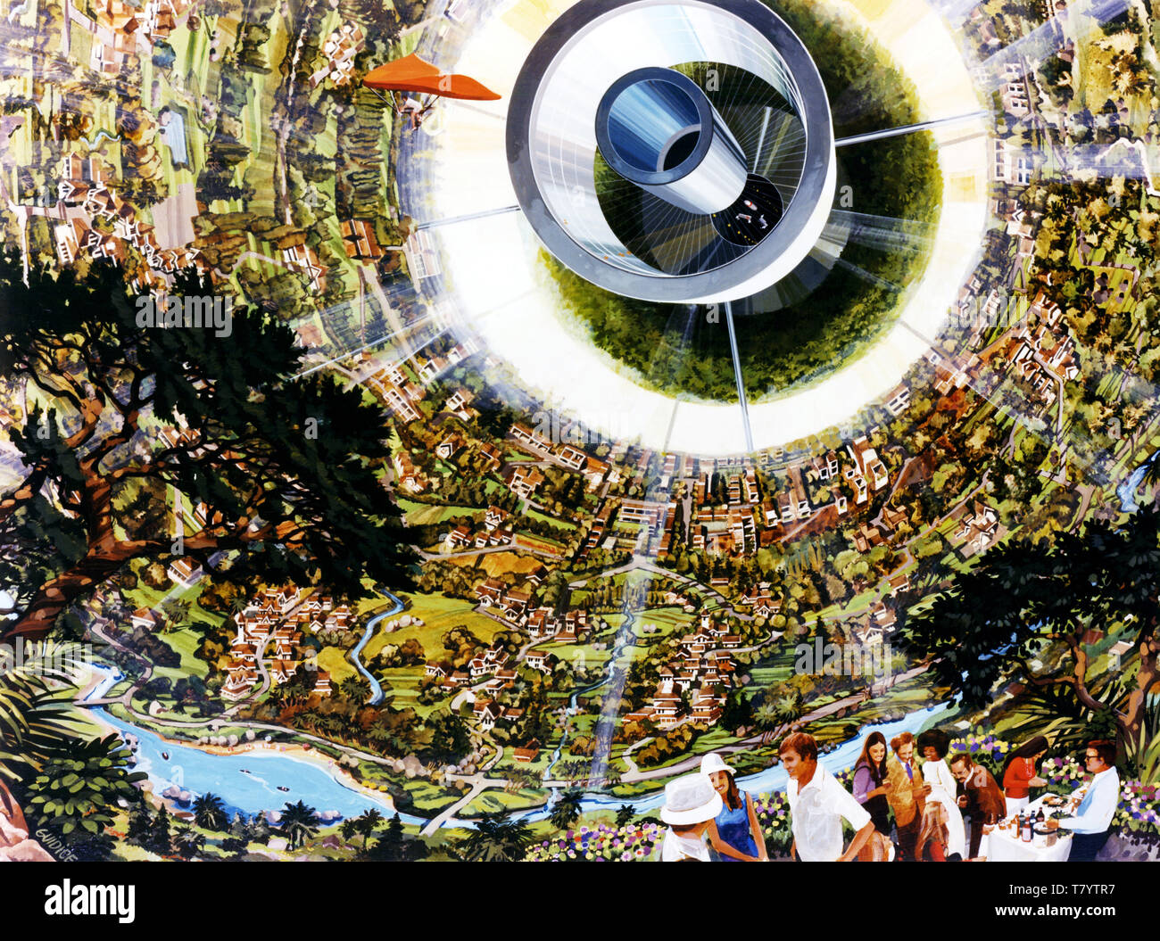 Space Colony Poster, 1970s Stock Photo - Alamy