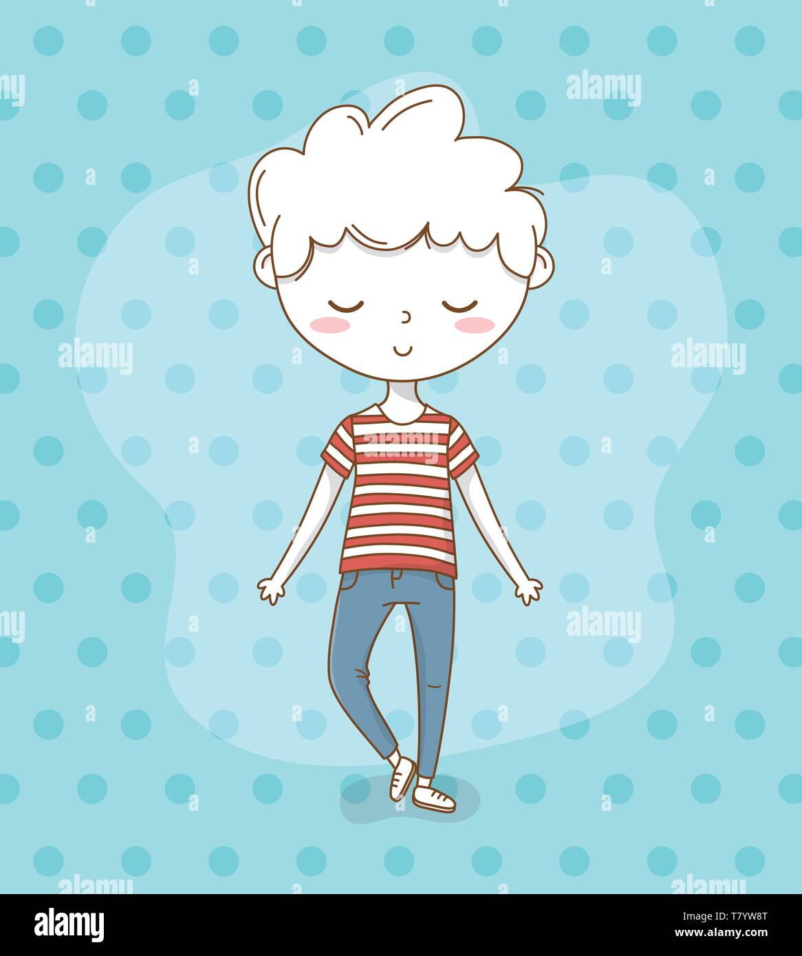 beautiful little boy with dotted background vector illustration design ...