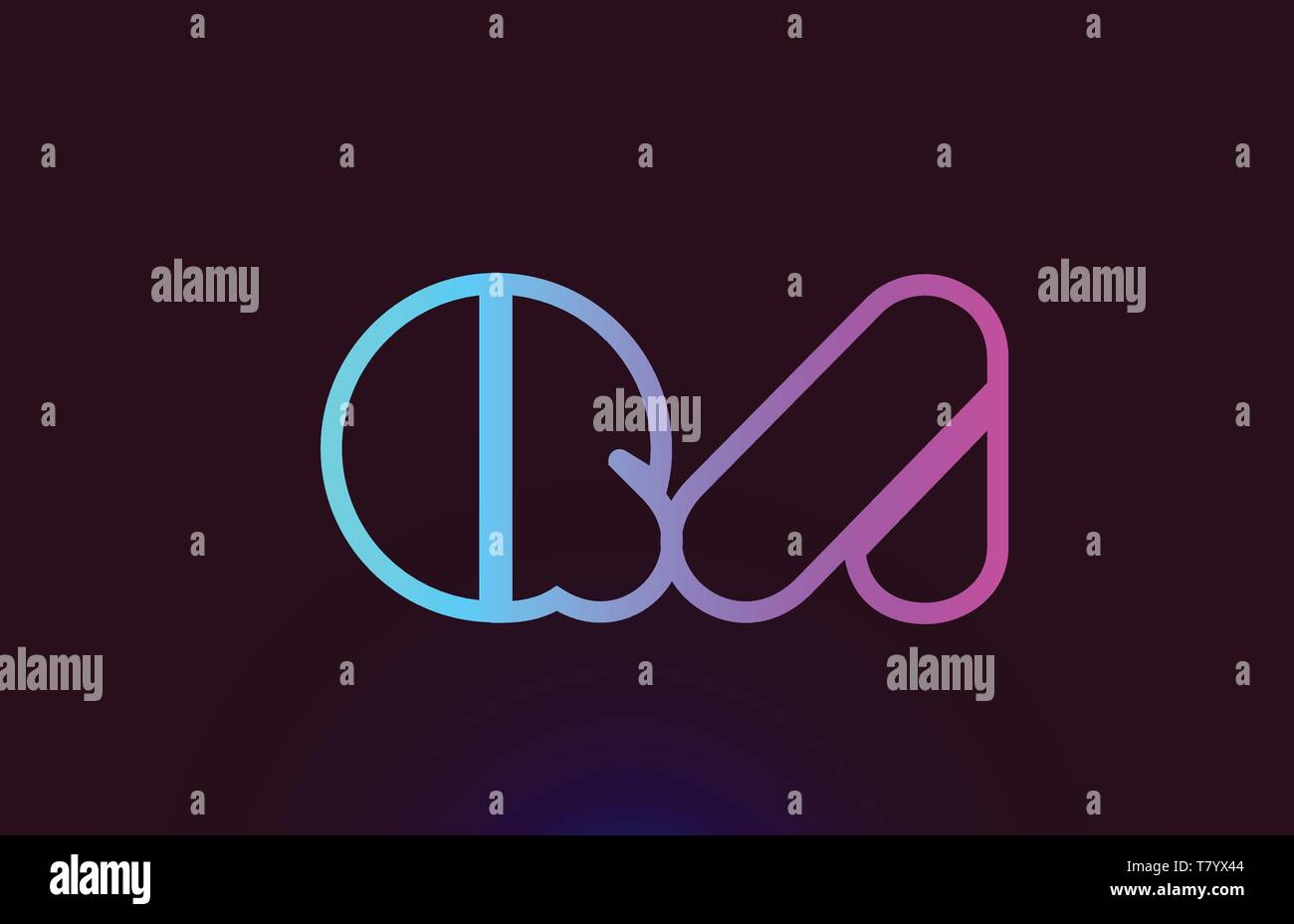 QA Q A pink line joined alphabet letter combination suitable as a logo ...