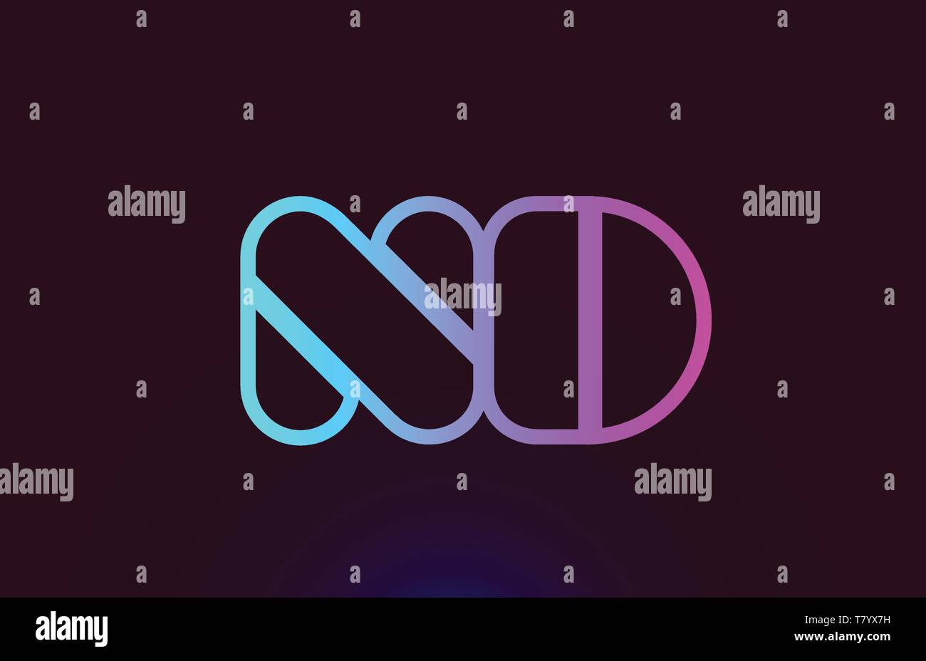 ND N D pink line joined alphabet letter combination suitable as a logo ...