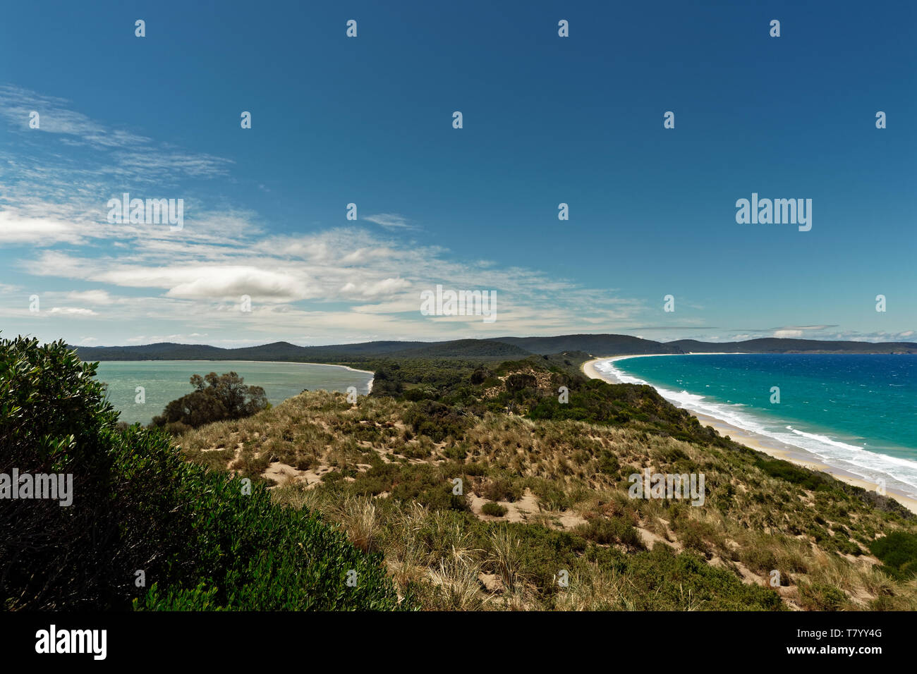 Landscape in Brunny Island in Tasmania, beautiful national reservation ...