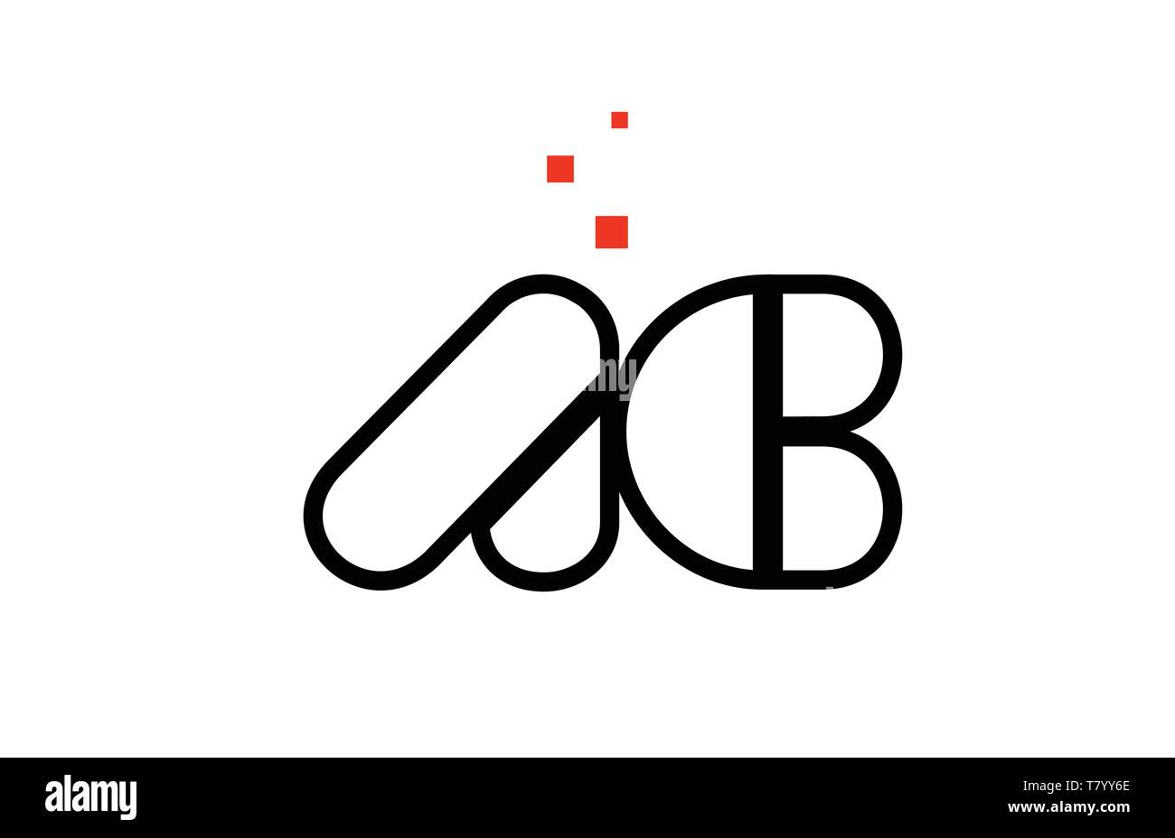 AC A C black white red dots alphabet letter combination suitable as a ...