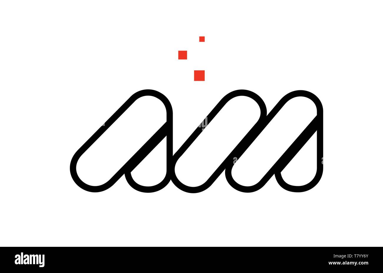 AM A M black white red dots alphabet letter combination suitable as a ...