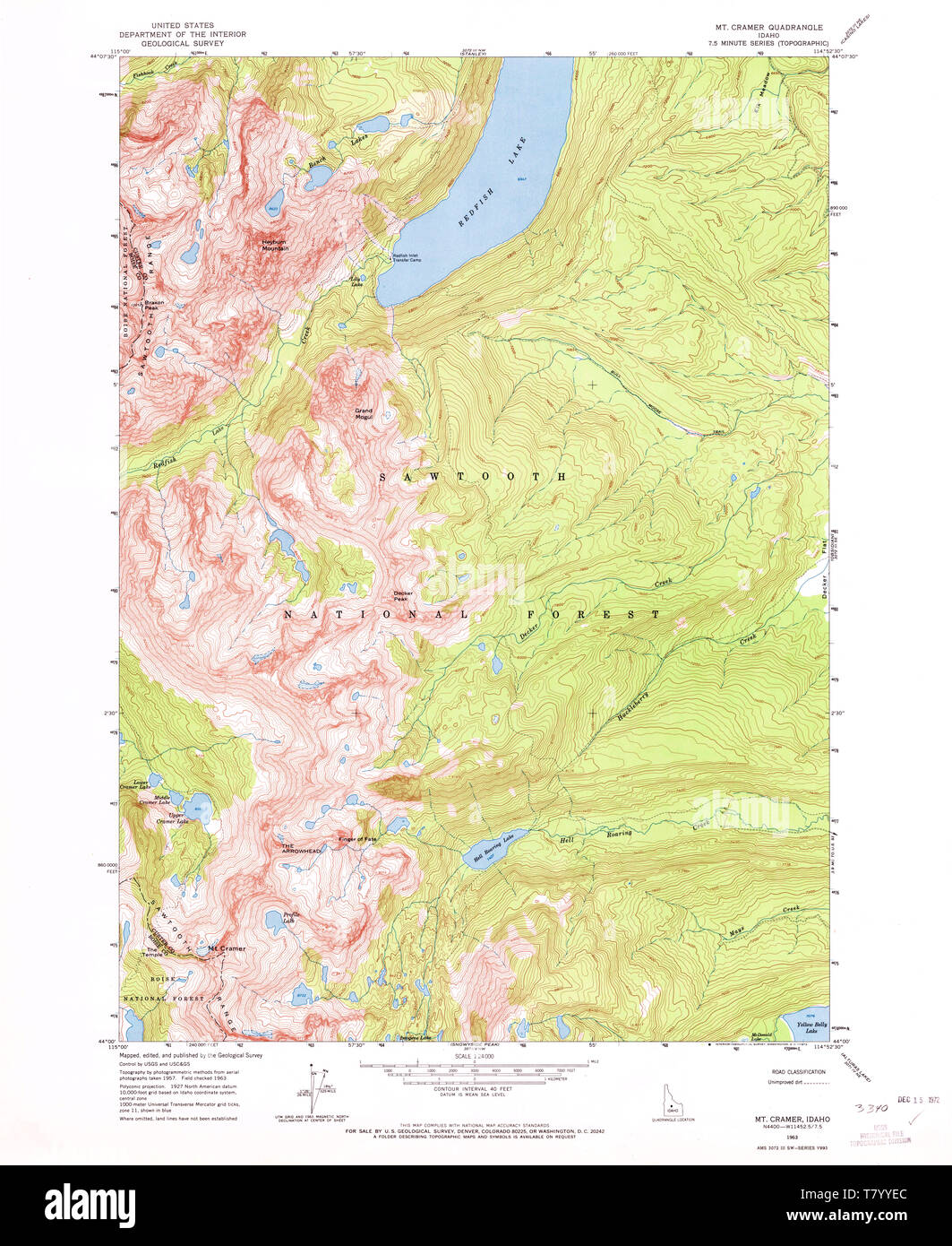 USGS TOPO Map Idaho ID Mt Cramer 237324 1963 24000 Restoration Stock ...