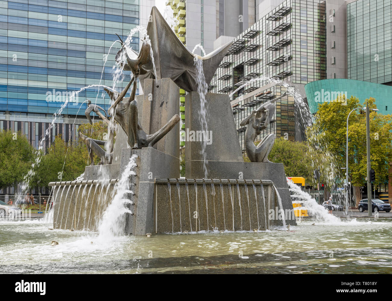 The Three Rivers Fountain in Victoria Square, Adelaide, Southern ...