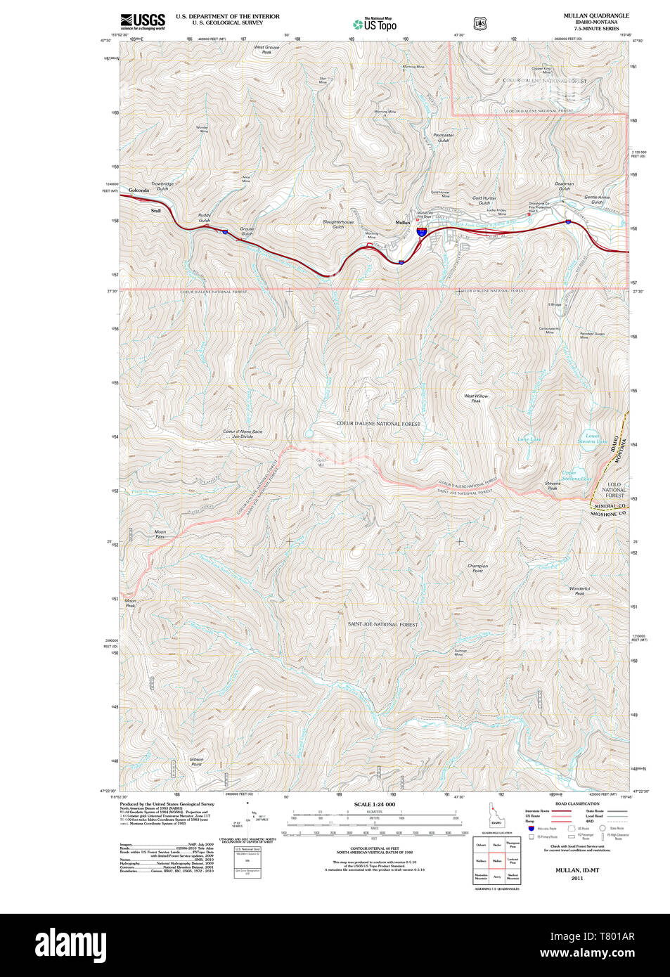 Map of mullan idaho hi-res stock photography and images - Alamy