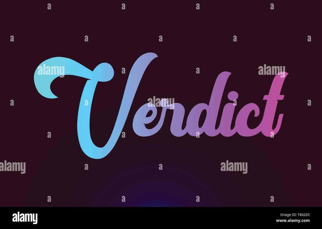 Verdict pink word or text suitable for card icon or typography logo ...